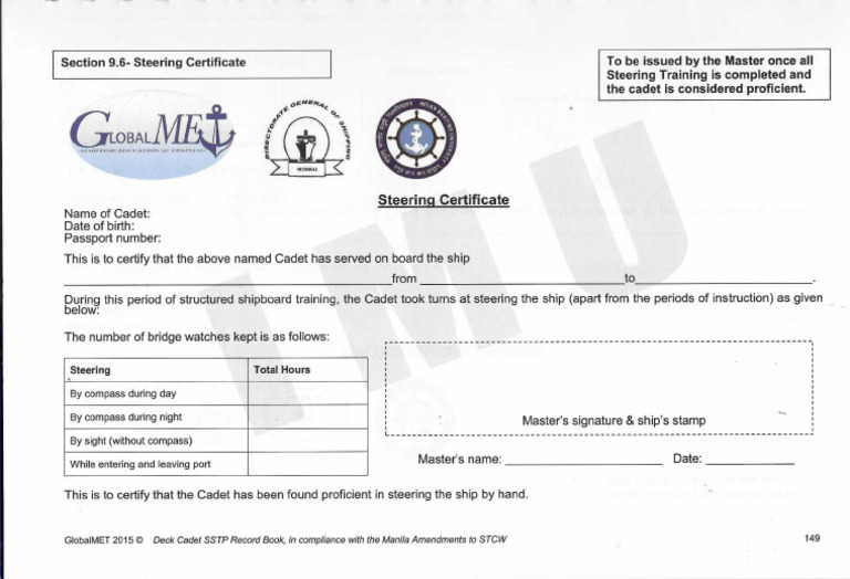 Steering Certificate | PDF