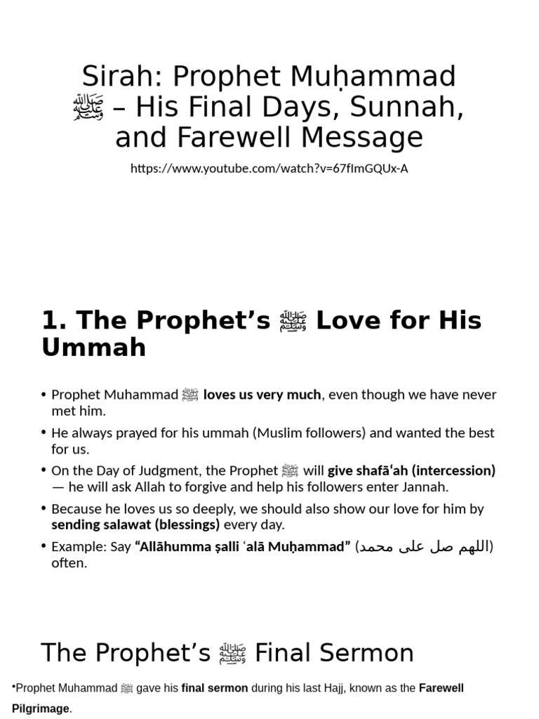 Prophet Muhammad's Final Days & Teachings | PDF | Muhammad | Quran