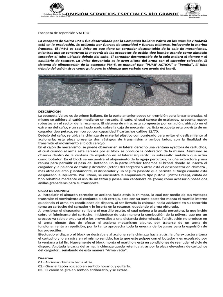 Escopeta Valtro PM-5: Características y Funcionamiento | PDF | Revista ...