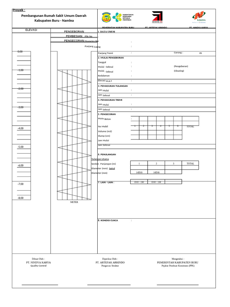 Form Drilling Record Borepile | PDF