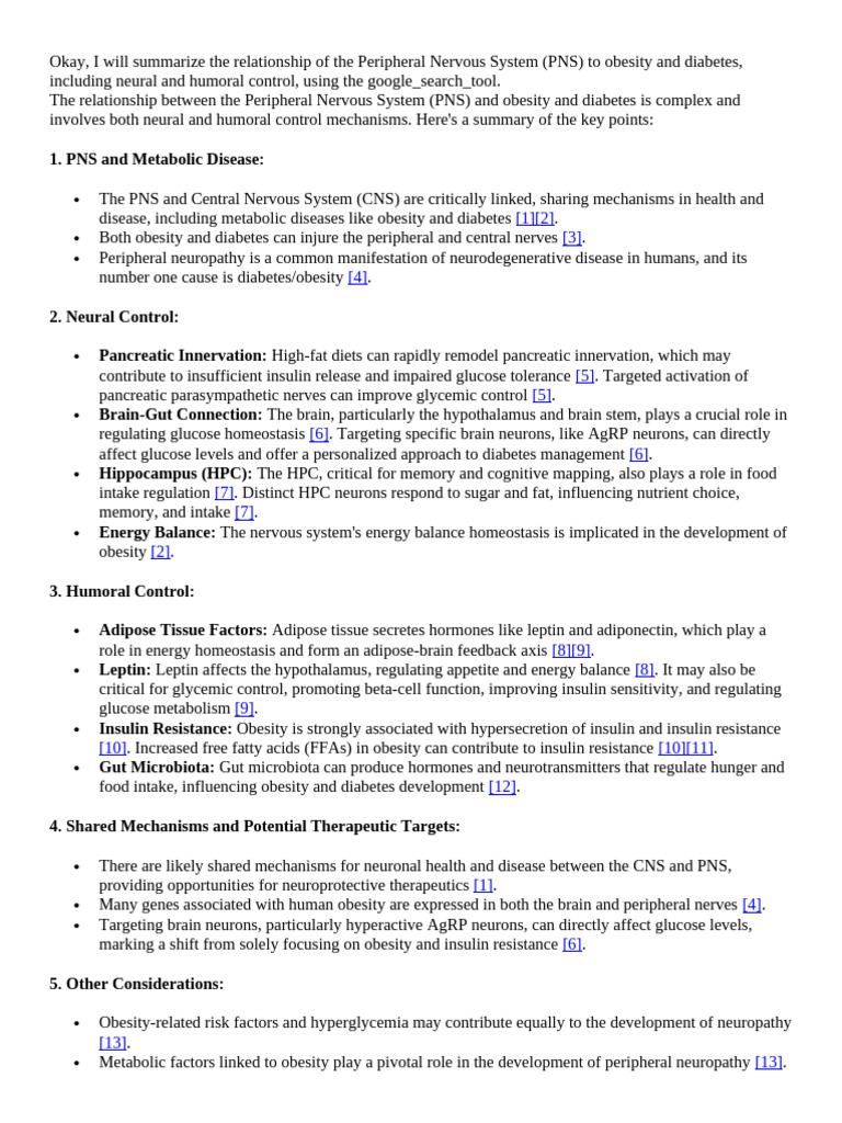 PNS Role in Obesity and Diabetes Management | PDF | Hypothalamic ...