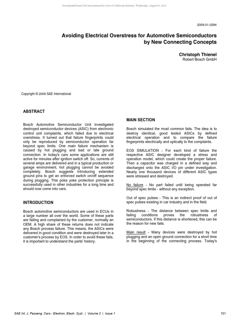 Preventing Electrical Overstress in ECUs | PDF | Electrostatic ...