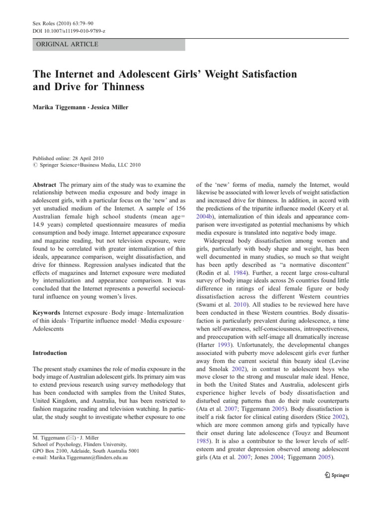 The Internet and Adolescent Girls Weight | PDF | Body Image | Adolescence