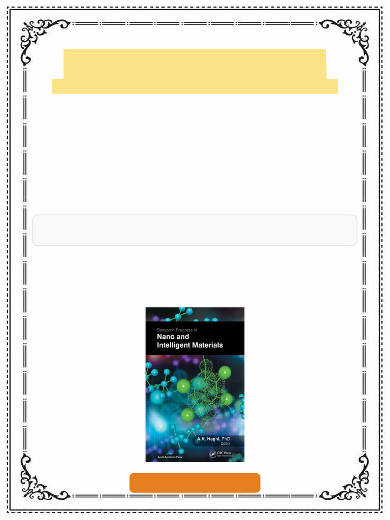 Research Progress in Nano and Intelligent Materials 1st Edition A. K ...