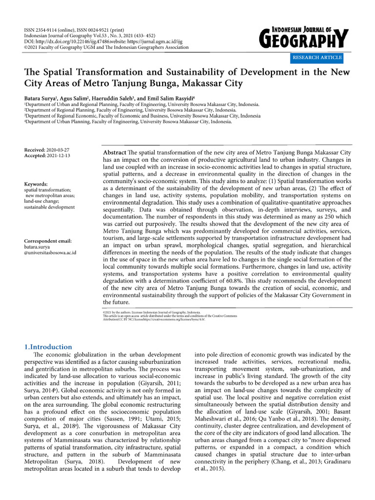 The Spatial Transformation and Sustainability of D | PDF