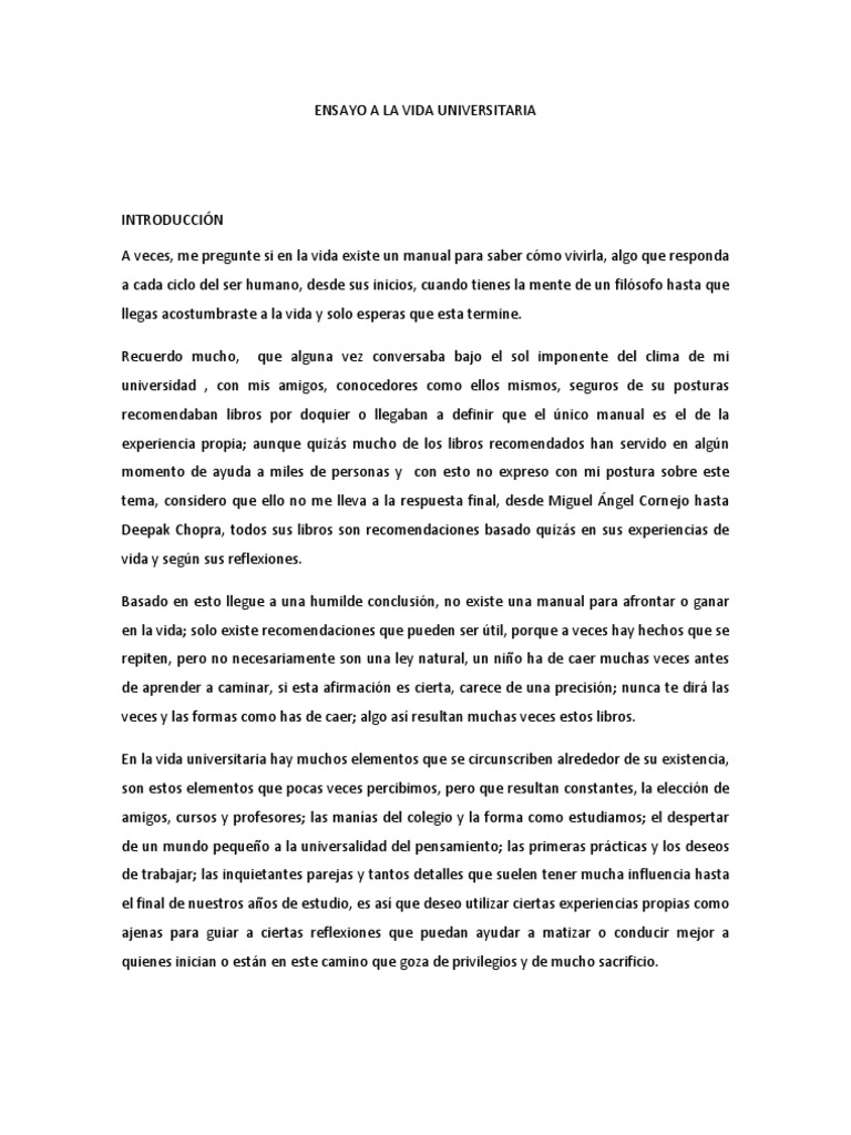 Reflexiones sobre la Vida Universitaria | PDF | Vida | Ensayos
