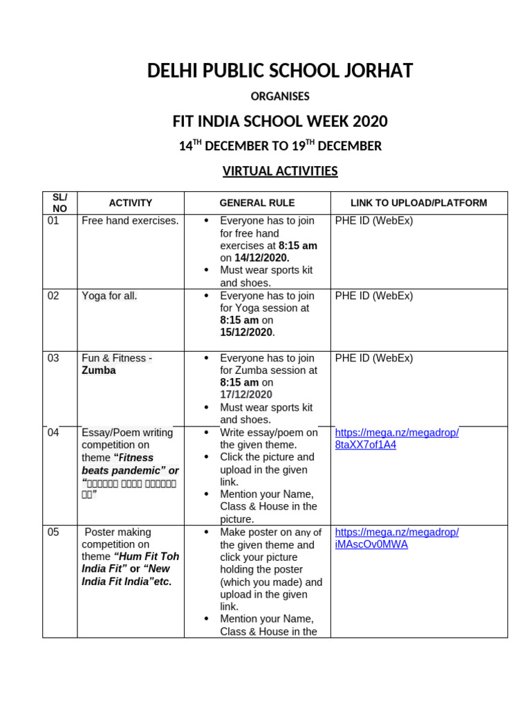 Fit India Online Activities Updated | PDF | Physical Exercise ...