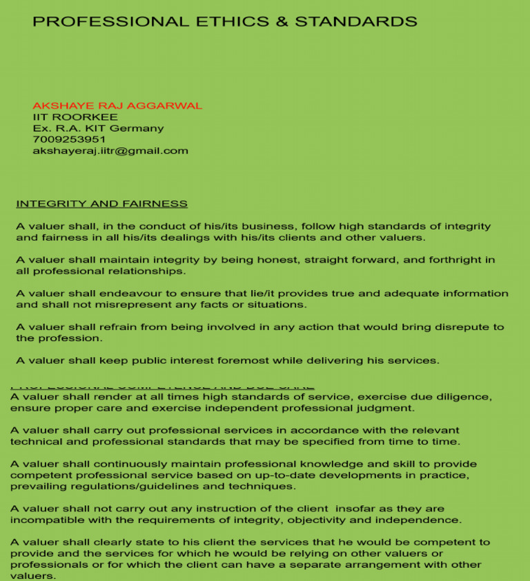 Professional Ethics - Standards | PDF