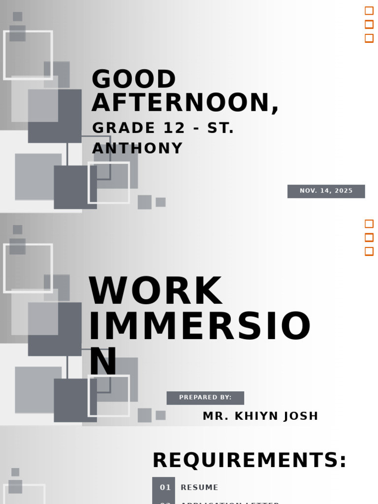 Work Immersion Nov. 14 | PDF