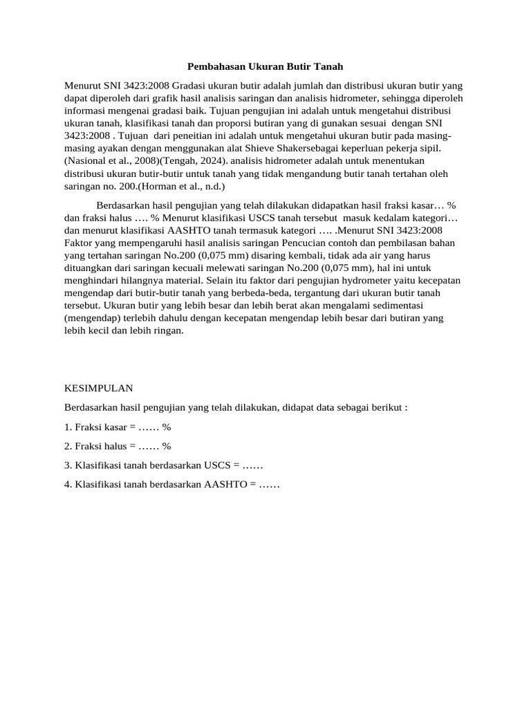 Analisis Ukuran Butir Tanah SNI 3423:2008 | PDF