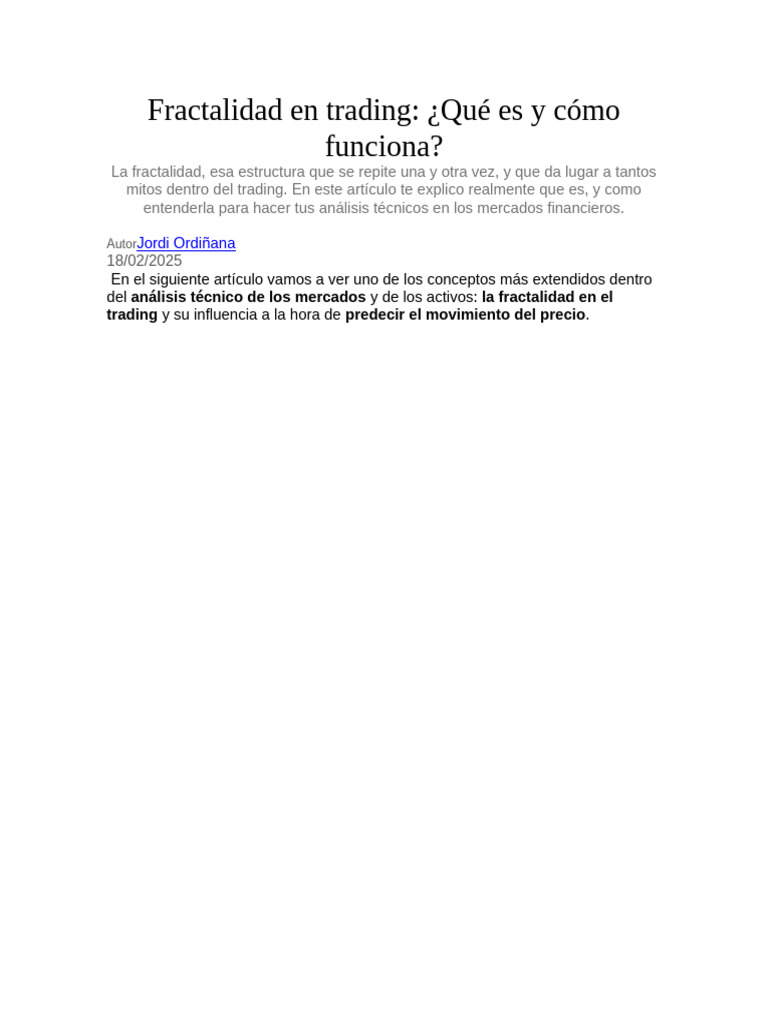 Fractalidad en Trading: Guía Esencial | PDF | Fractal | Matemáticas
