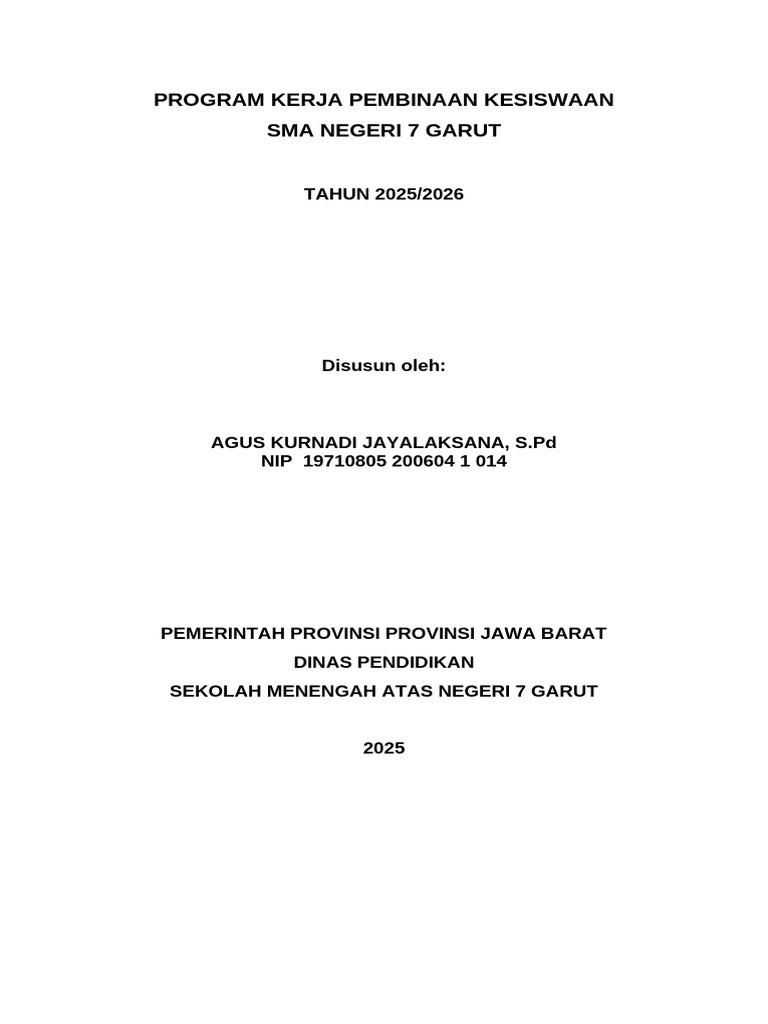 Program Kesiswaan SMA Negeri 7 Garut 2025 | PDF
