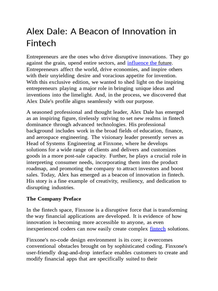 Alex Dale | PDF | Financial Technology | Finance & Money Management