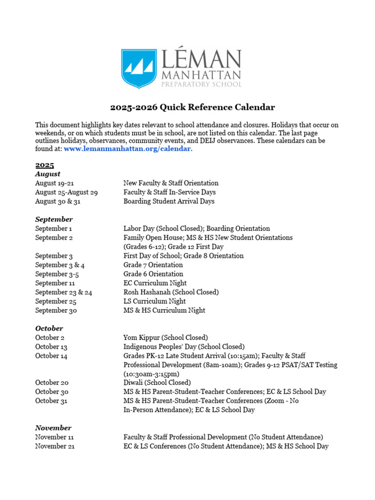 2025-2026 School Year Calendar | PDF | Observances