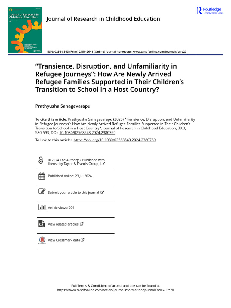 Transience Disruption and Unfamiliarity in Refugee Journeys How Are ...