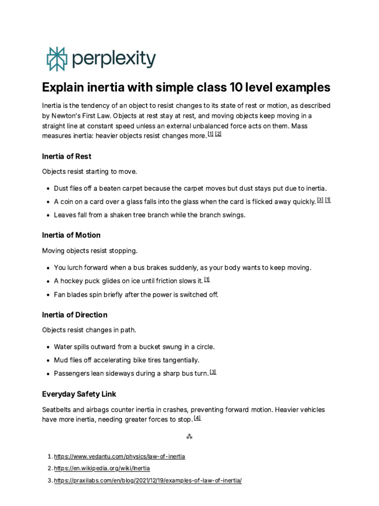 Understanding Inertia with Examples | PDF