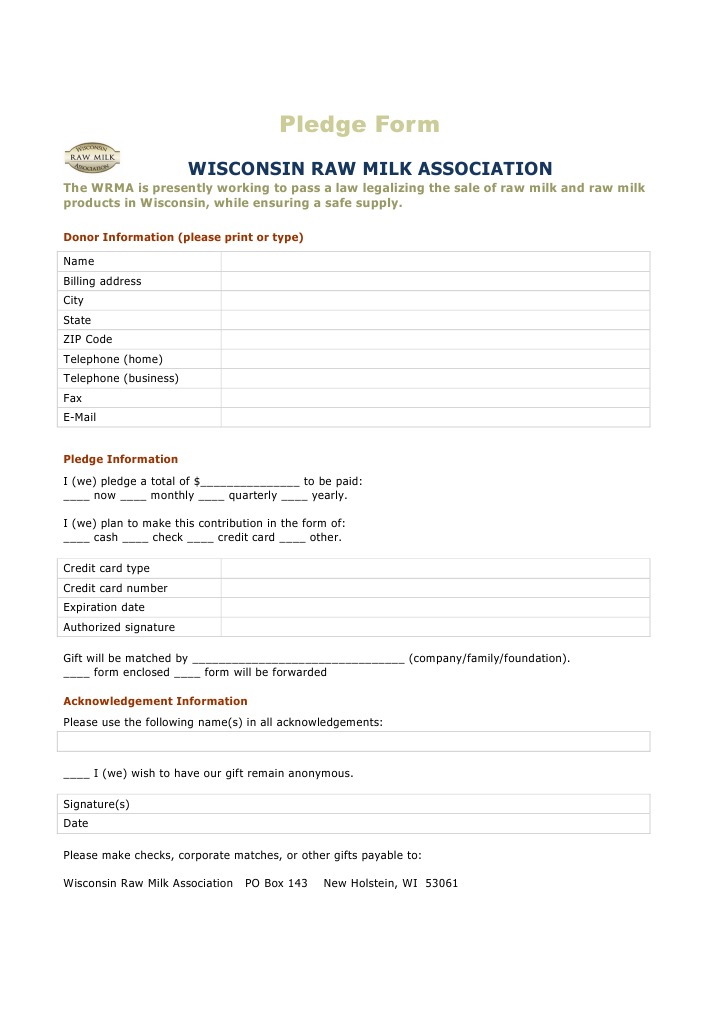 Pledge Form Wrma | PDF