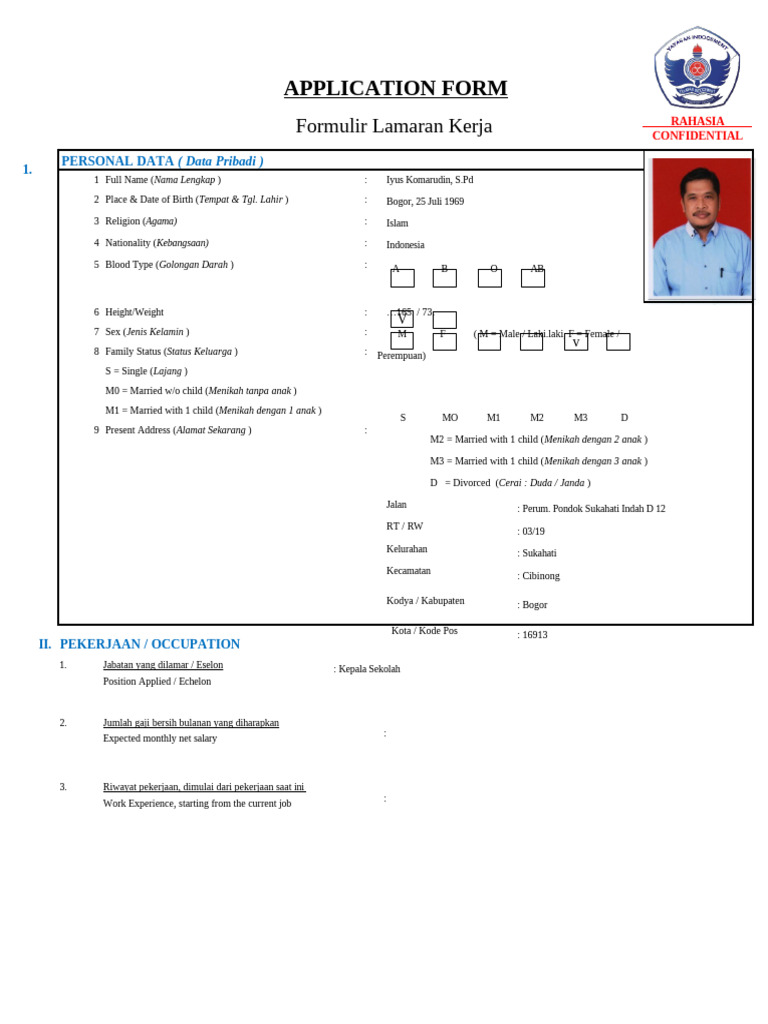 Application Form_itp Lamaran Kerja Aplikasi (1) | PDF