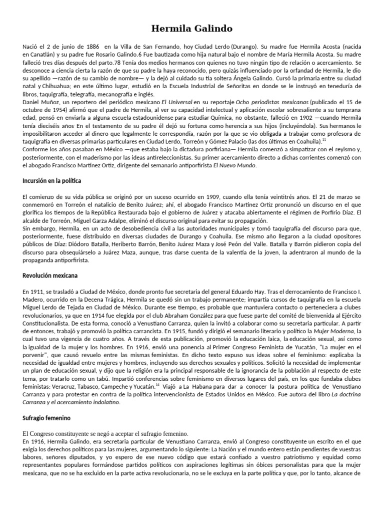 Hermila Galindo: Feminismo y Revolución en México | PDF | Gobierno