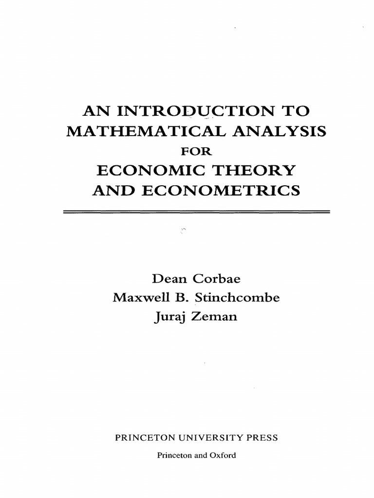 An Introduction to Mathematical Analysis for Economic Theory | PDF ...