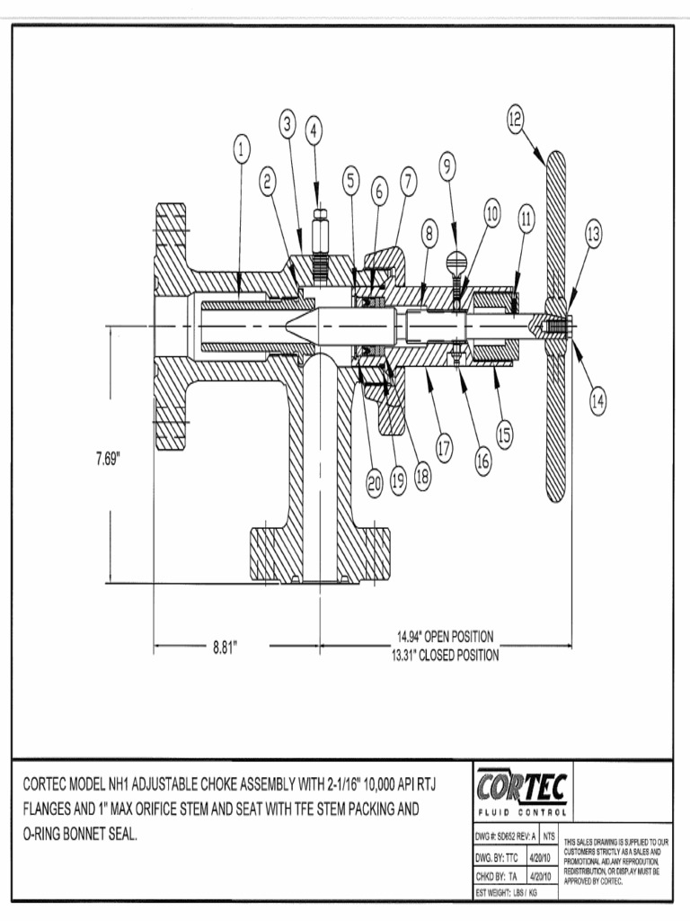 CORTEC NH1 Adjustable Choke Parts List | PDF | Gas Technologies ...