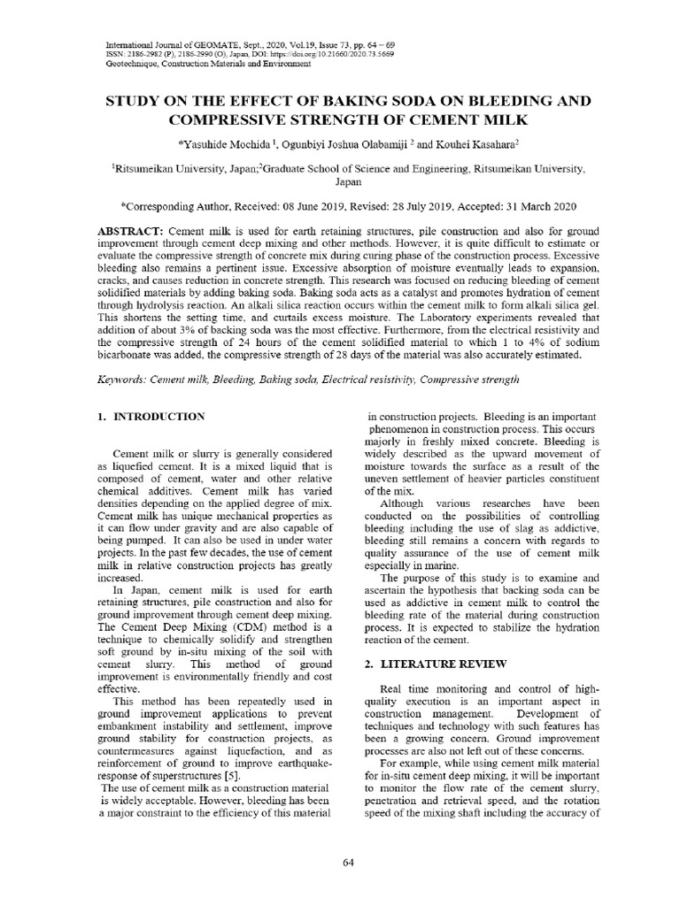 View of Study On The Effect of Baking Soda On Bleeding and Compressive ...