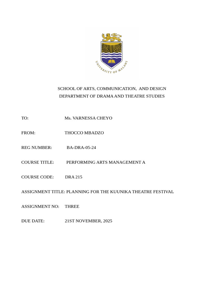 Kuunika Theatre Festival Planning Guide | PDF | Malawi | Theatre