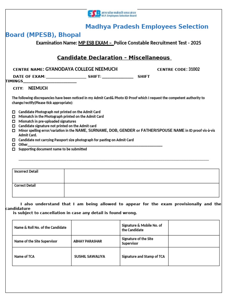 Candidate Declaration _ Misc III | PDF