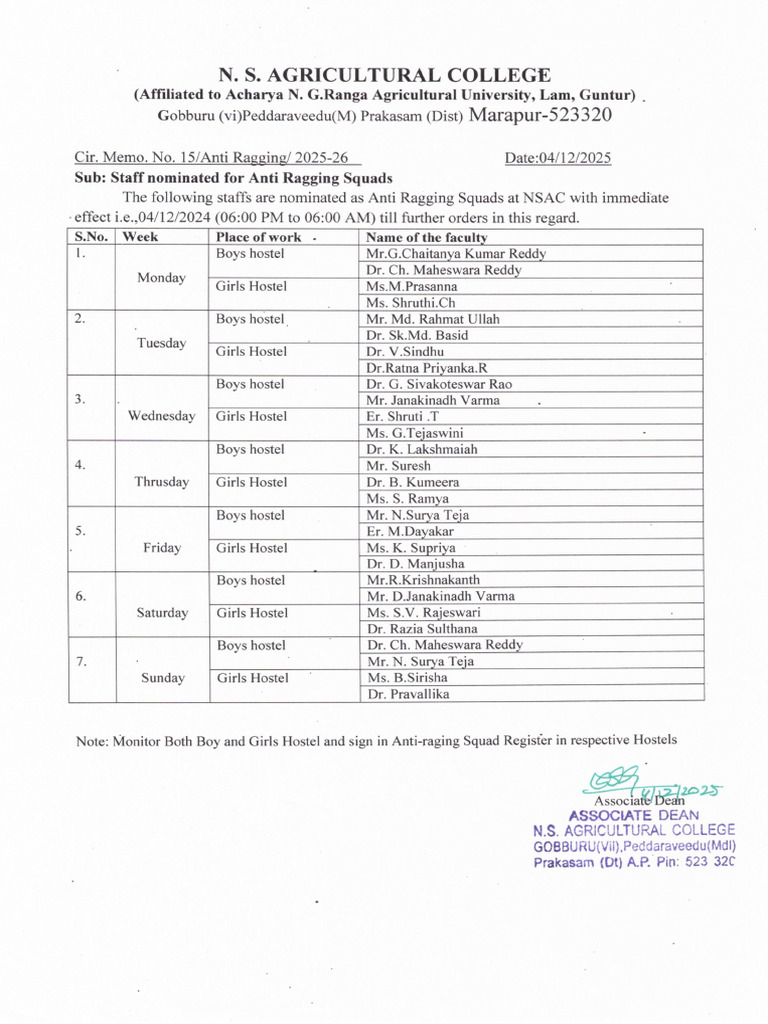 Anti Ragging Circular | PDF