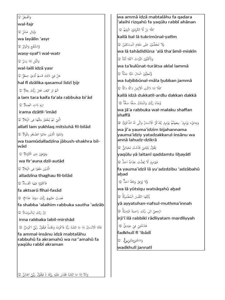 SURAT Al Fajr | PDF