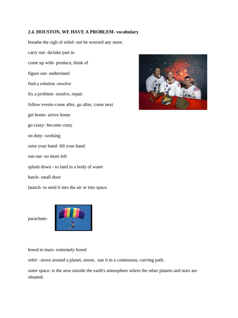 Vocabulary for Space Exploration Terms | PDF