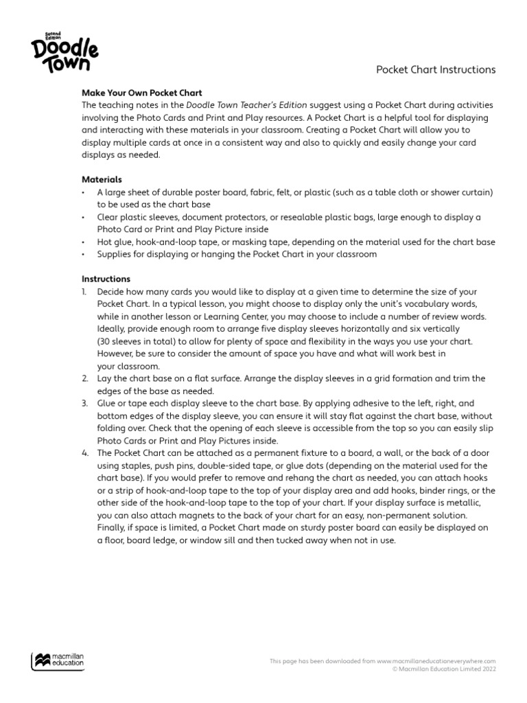 DIY Pocket Chart Instructions for Classrooms | PDF | Classroom | Adhesive