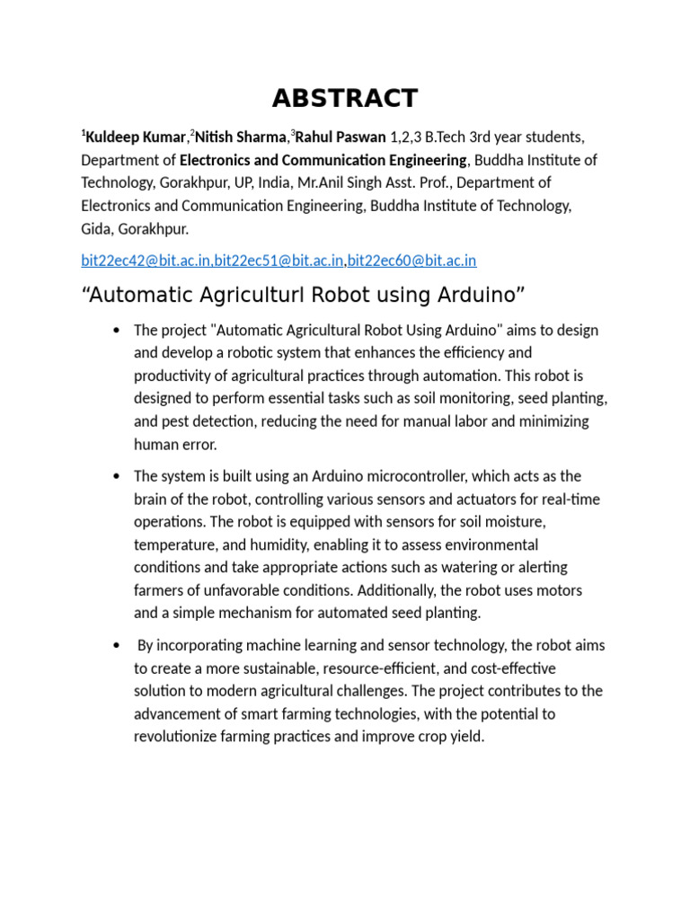 Arduino-Based Agricultural Robot Design | PDF