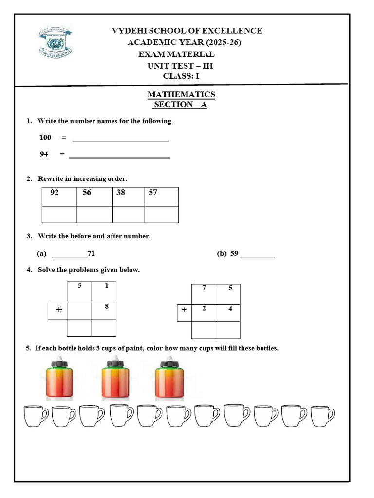 Class 1 Unit Test III Exam Material | PDF | Computer Keyboard | Cursor ...