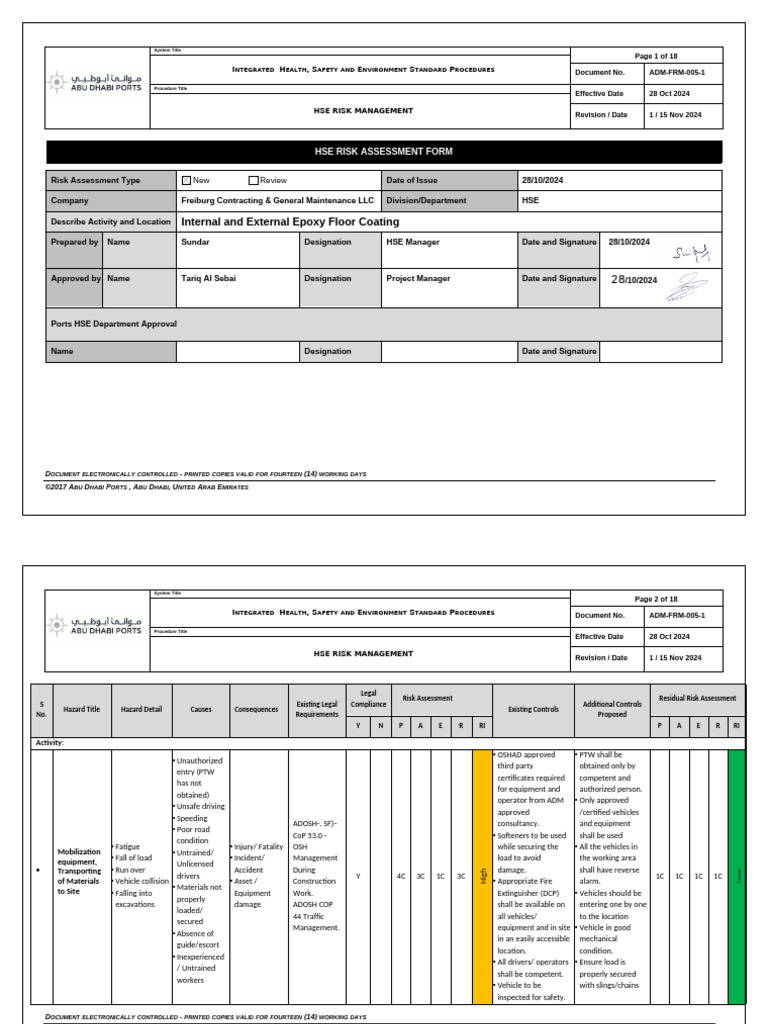 HSE Risk Management Procedures Guide | PDF | Personal Protective ...