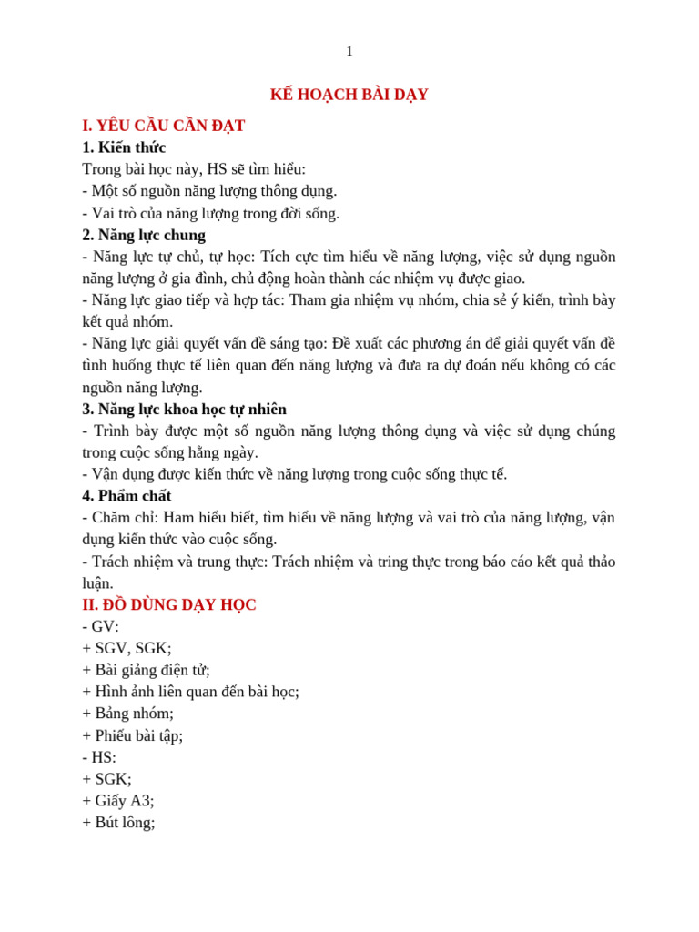 KH5 - Năng Lư NG Và Vai Trò C A Năng Lư NG | PDF