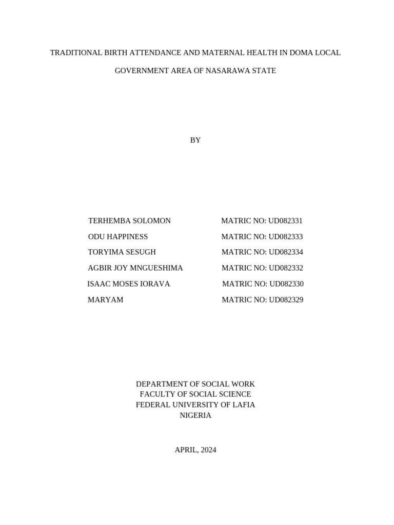Dept. Social Work Full Project Work | PDF | Maternal Death | Childbirth