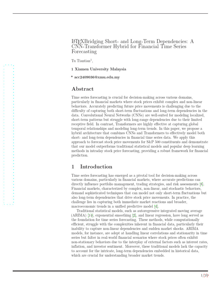 CNN-Transformer Model for Stock Forecasting | PDF | Time Series ...