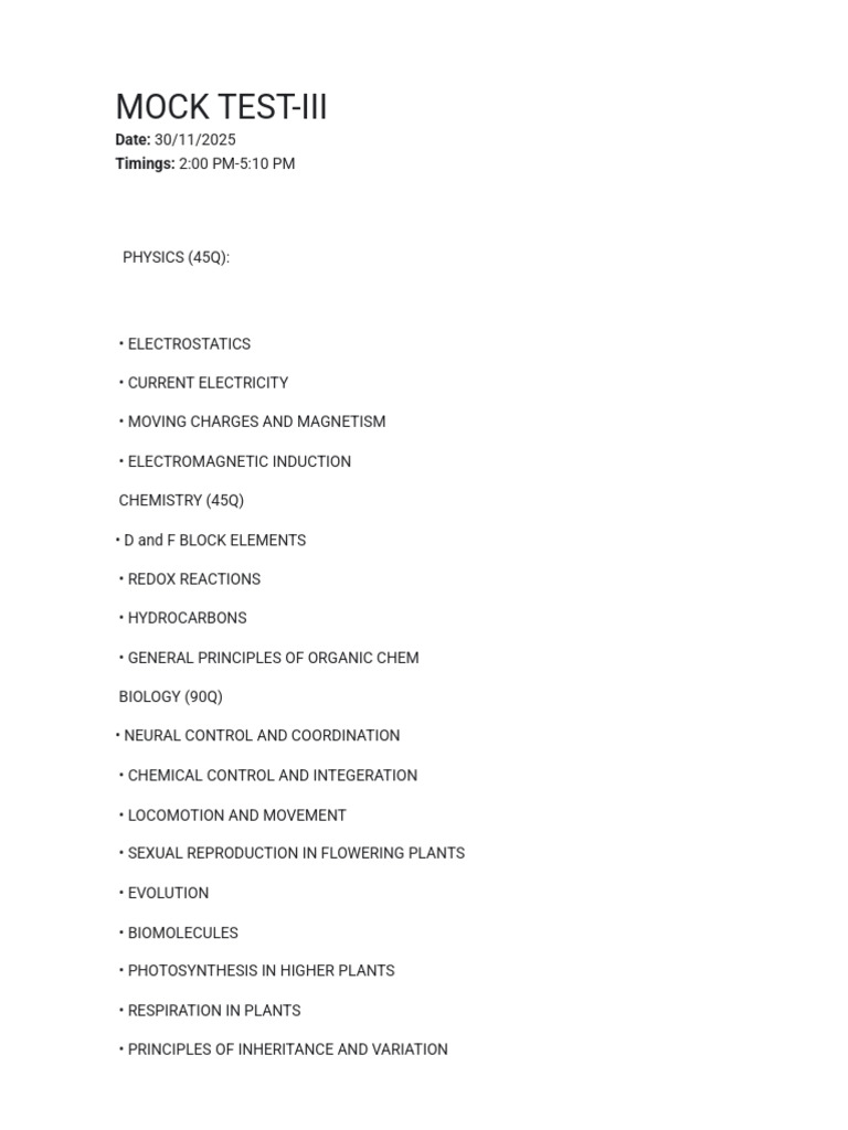 MOCK TEST-IV - Google Forms_copy | PDF | Dominance (Genetics)