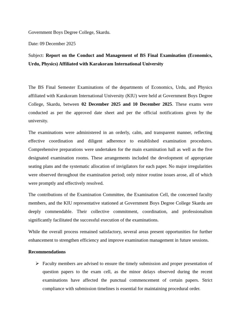 Report on the Conduct and Management of | PDF
