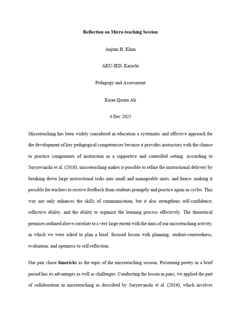 Reflection Micro Teaching | PDF | Learning | Pedagogy