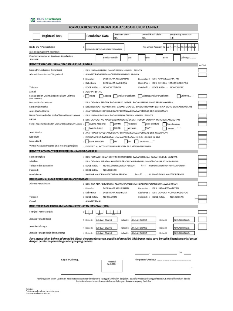 3. Cara Pengisian Form Registrasi Badan Usaha | PDF