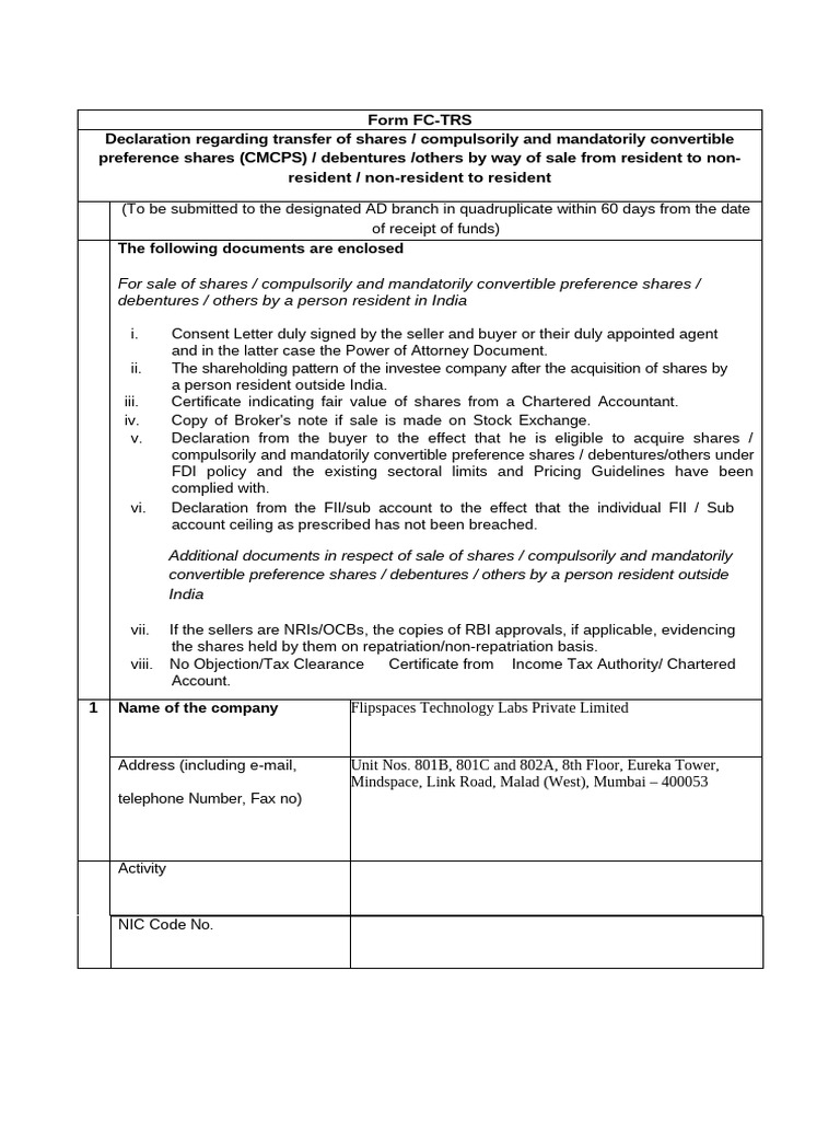 FC-TRS Form | PDF | Stocks | Share (Finance)