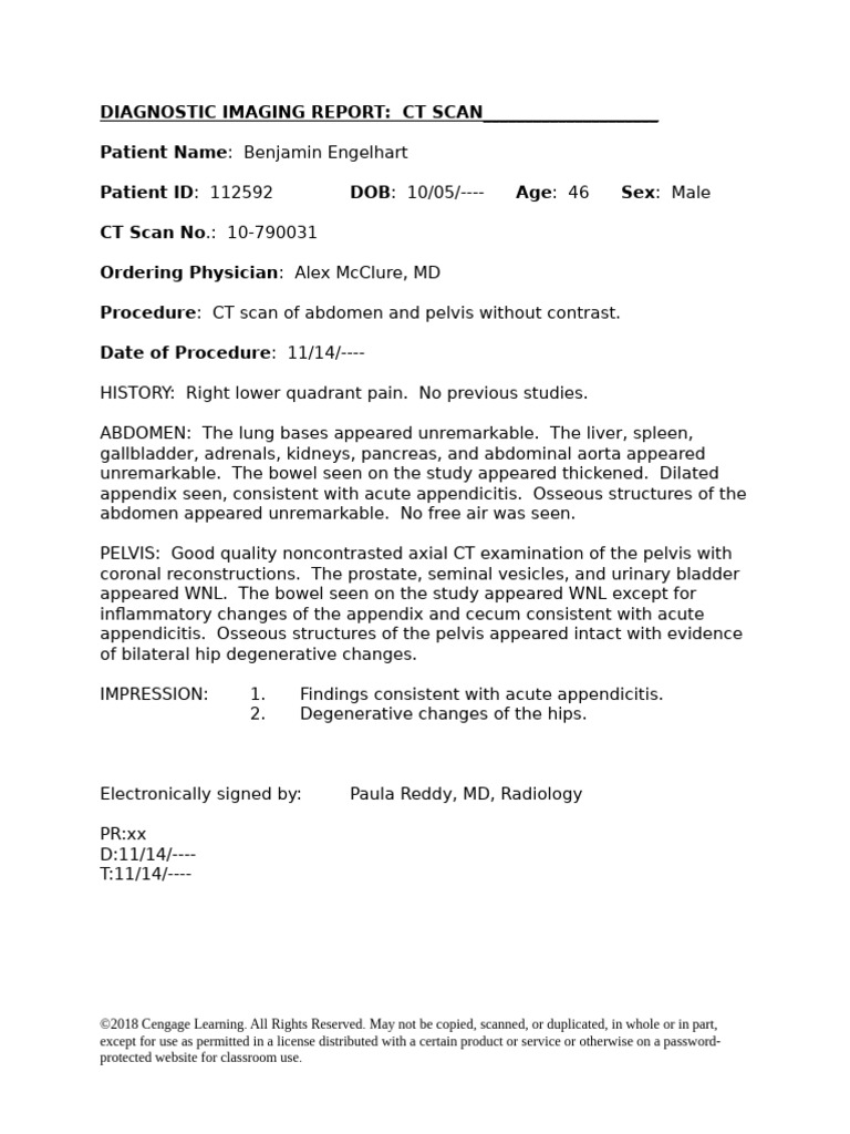 CT Scan Report: Acute Appendicitis Findings | PDF