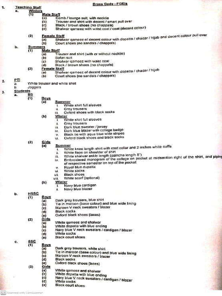 Dress Code 1 | PDF