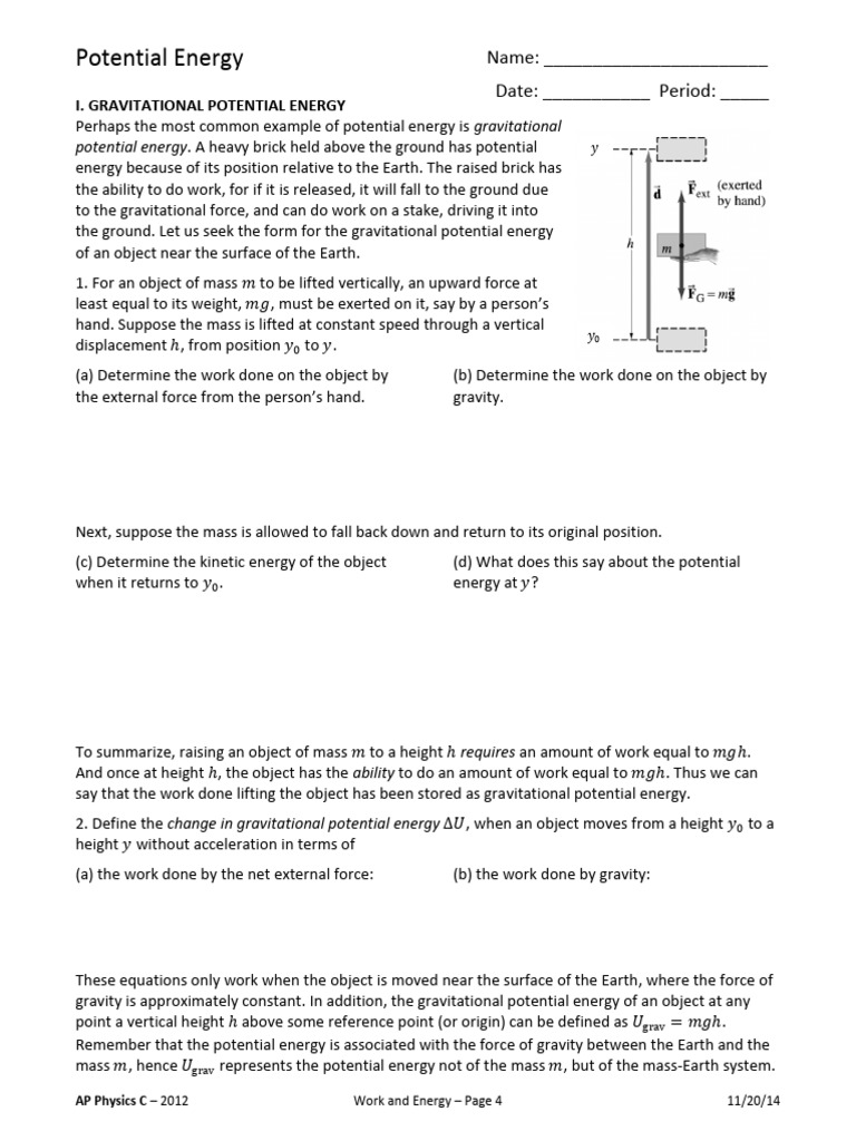 Energy 4 - Potential Energy | PDF | Potential Energy | Force