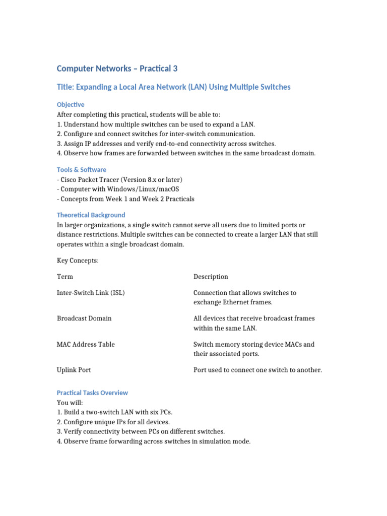 Expand LAN with Multiple Switches Guide | PDF | Network Switch ...