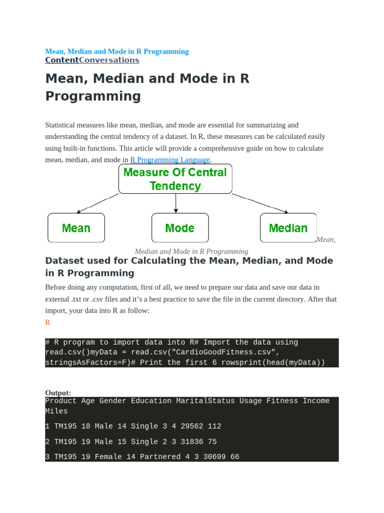 Mean Median Mode | PDF | Mean | Mode (Statistics)