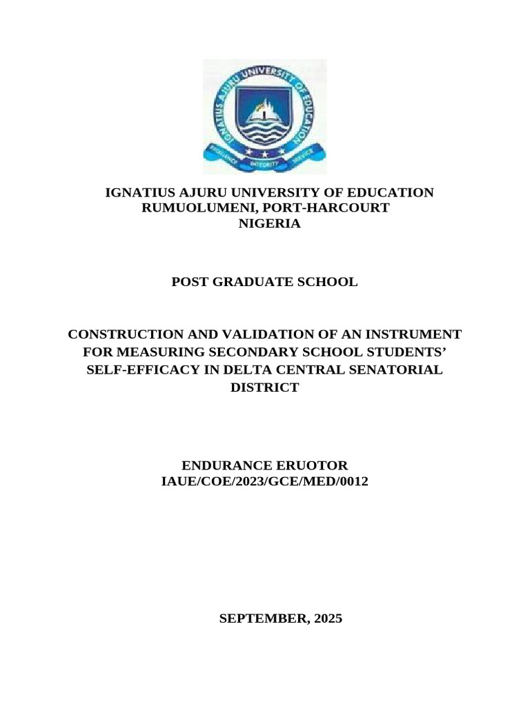 Construction and Validation of An Instrument For Measuring Secondary ...