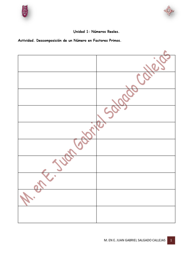Actividad Descomposición de Un Número en Factores Primos | PDF